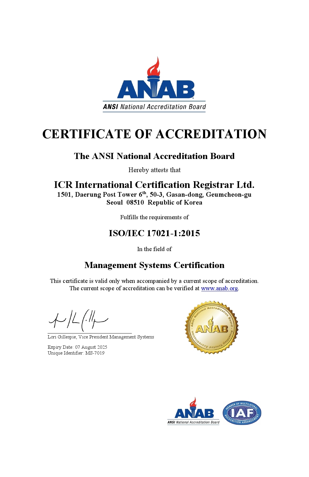 ICR International Certification Registrar